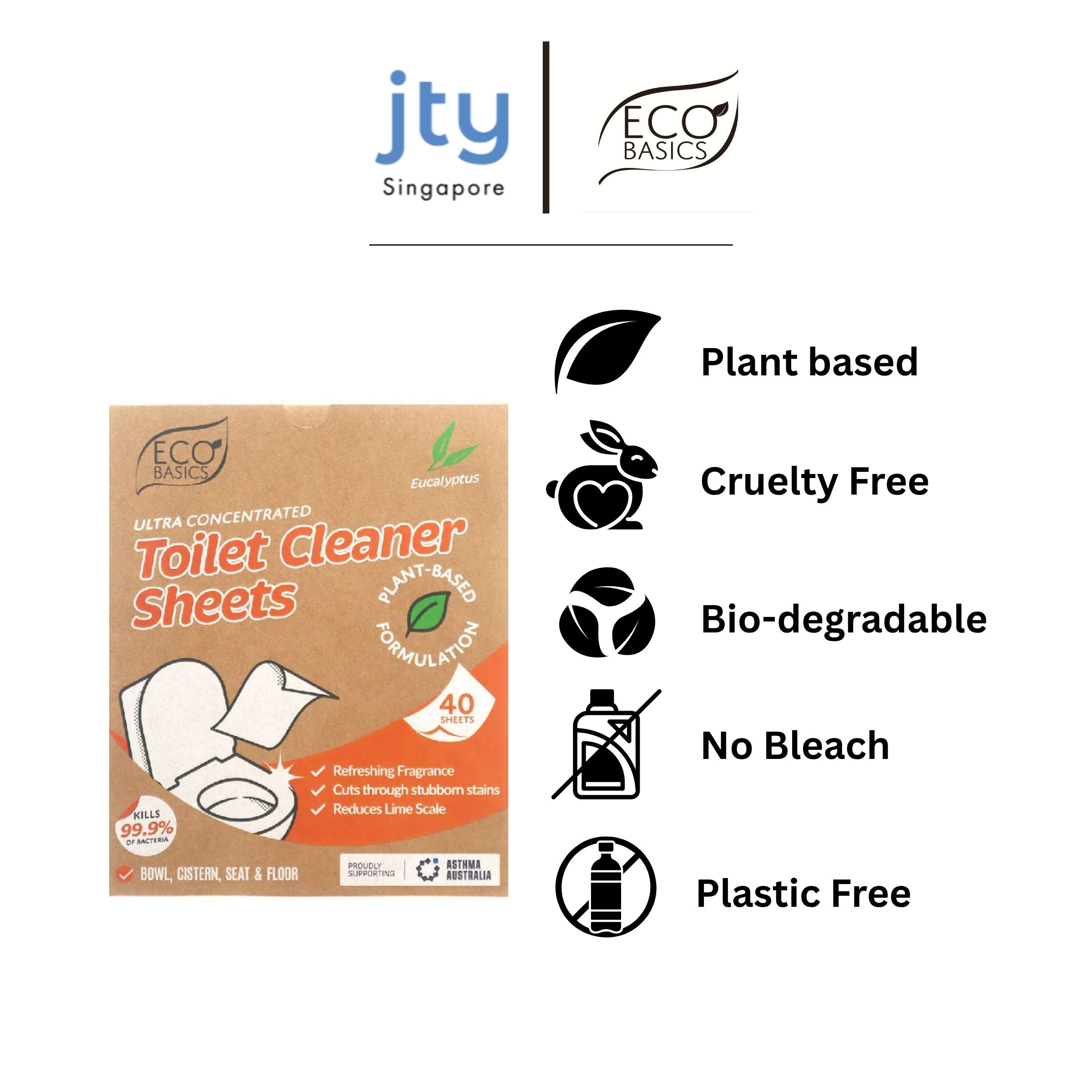 Eco Basics Toilet Cleaner Sheets (40s) - Eucalyptus – JTY Singapore